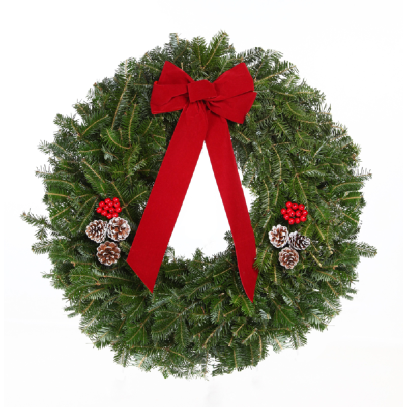 Wreath - fraser fir bough, 28 inch, decorated
